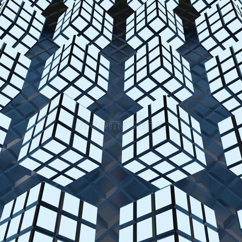 Cubes with Lights Neon Black and White Modern Futuristic 3d Render ...