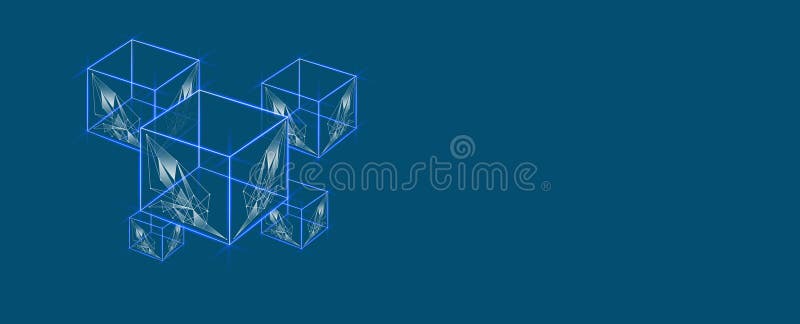 Cubes Line Icon on Blue Background Stock Image - Image of icon, block: 366856263
