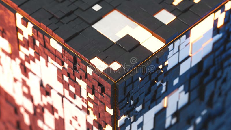 Cubes and Materials, Circuits Structure, 3d Rendering Stock Footage ...