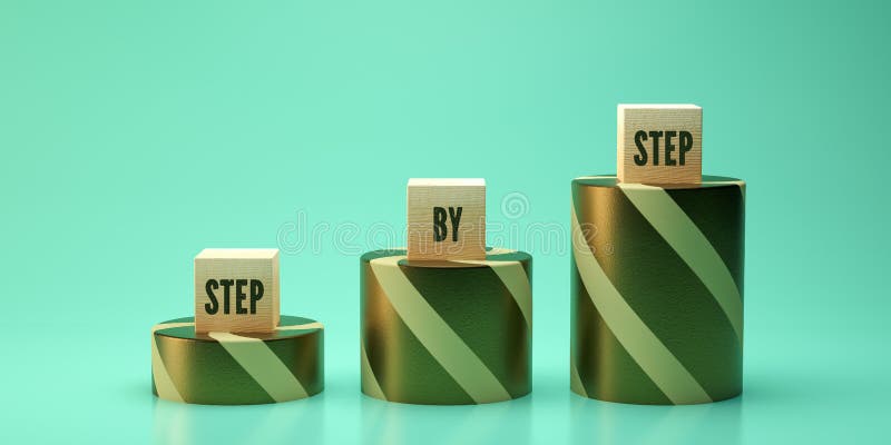 Cubes with Message STEP by STEP - 3d Illustration Stock Illustration ...