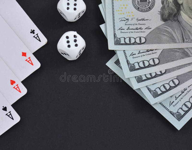 Cubes and Money on a Black Table. Stock Photo - Image of black, play ...