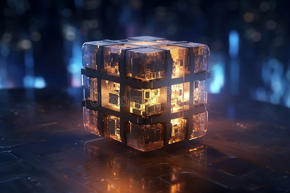 Cubes in the Night. Generative AI. Stock Illustration - Illustration of ...
