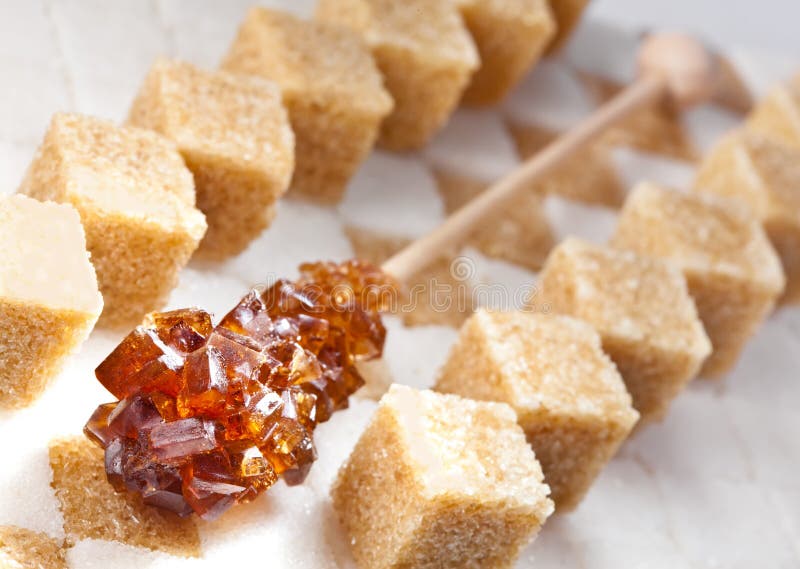 Cubes of Not Refined Reed Sugar and Candy Brown Stock Image - Image of ...