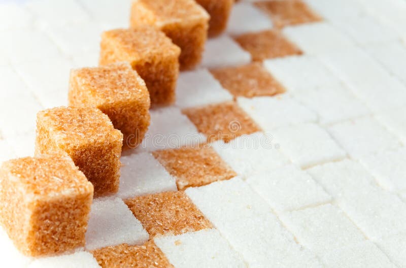 Cubes of Not Refined Reed and White Sugar Stock Image - Image of ...