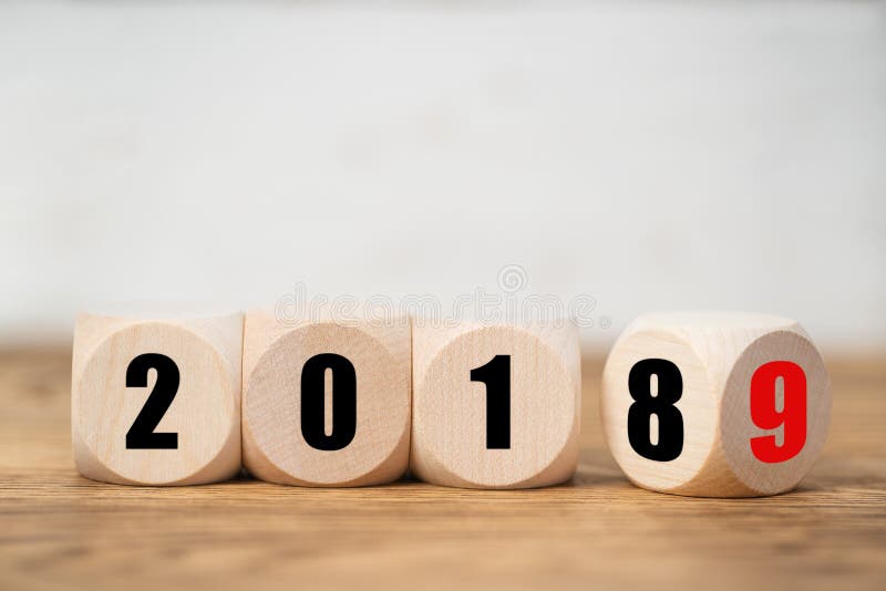 Cubes Symbolizng the Change from 2018 To 2019 Stock Image - Image of ...
