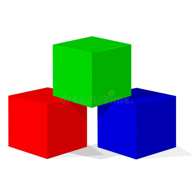 Cubes of primary colors stock vector. Illustration of element - 38830810