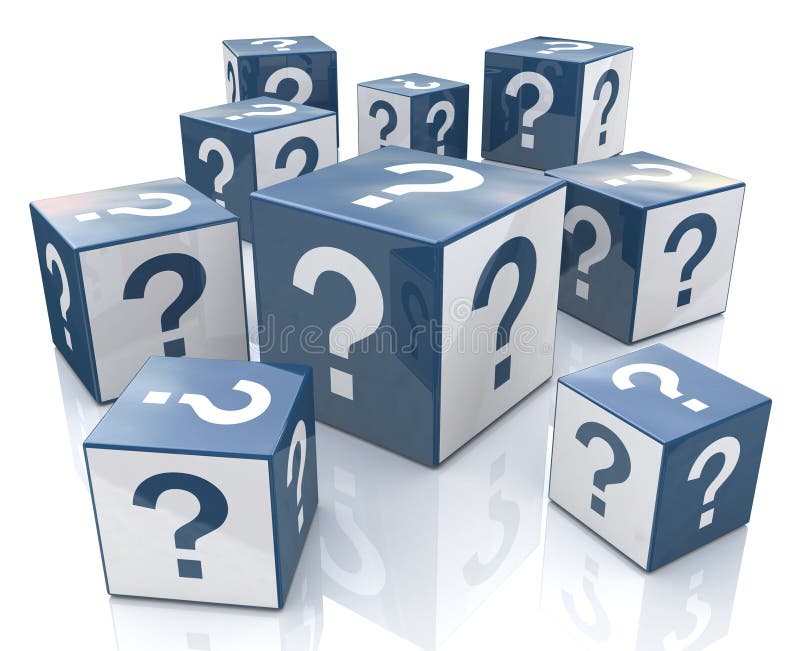 Cubes with question marks stock illustration. Illustration of game ...