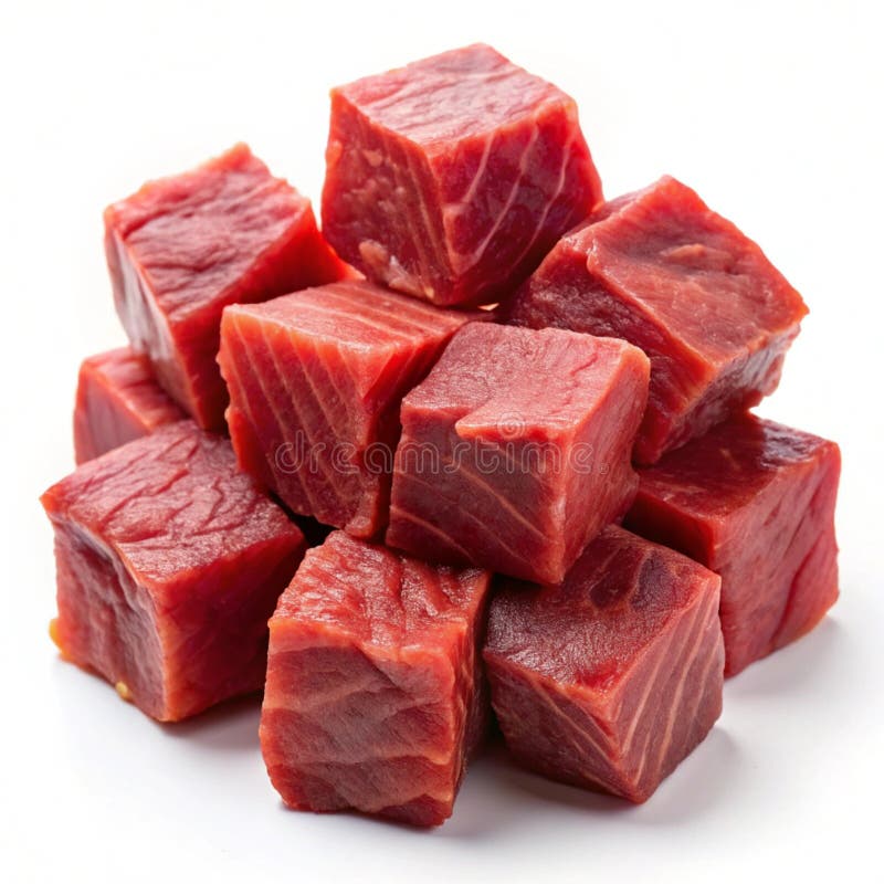 Cubes of Raw Beef Meat White Background Stock Illustration ...