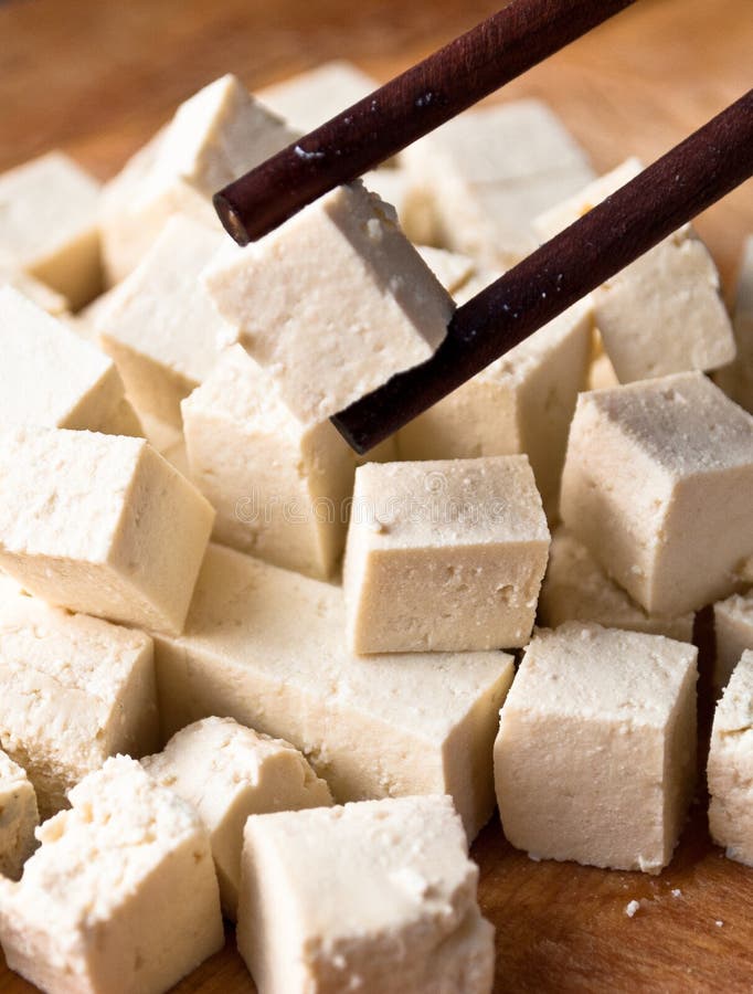 Cubes of raw tofu stock image. Image of closeup, curd - 70738369