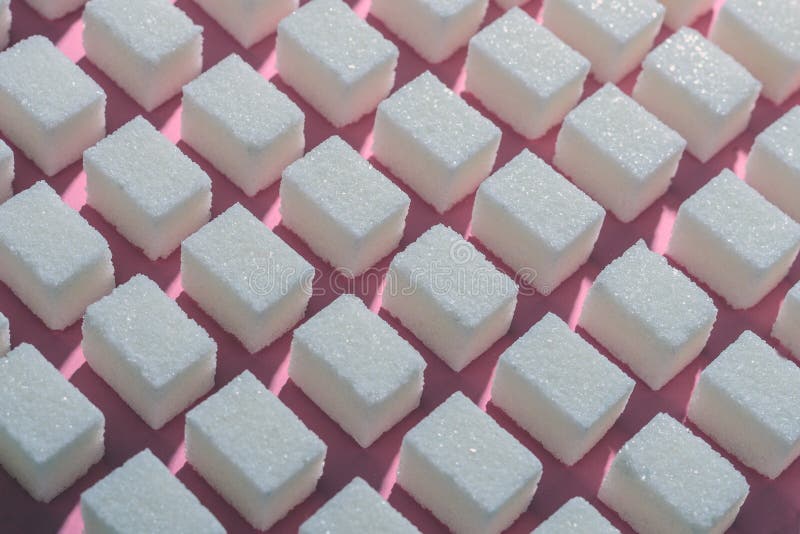 Cubes of Refined White Sugar the Correct Geometric Shape on a Pink ...