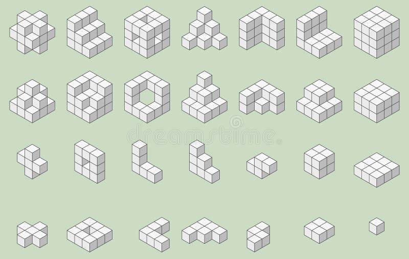 Cubes. Set of Isometric Three-dimensional Shapes Assembled from Cubes ...