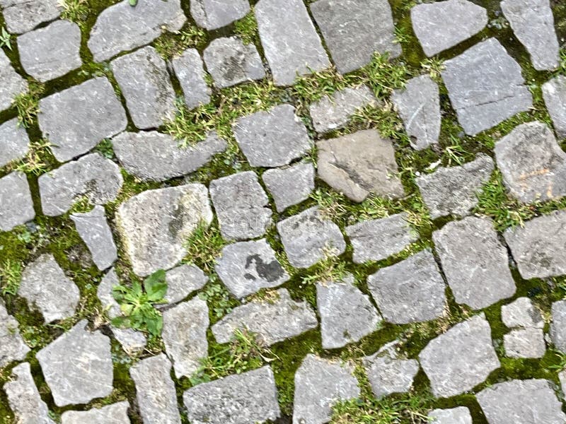 Gray Cobblestone Walkway, Diagonal View, Background Stock Photo - Image ...