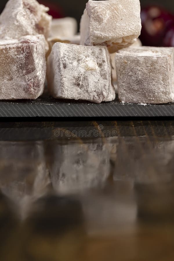Cubes of Sweet Turkish Delight with the Addition of Dried Red Berries ...