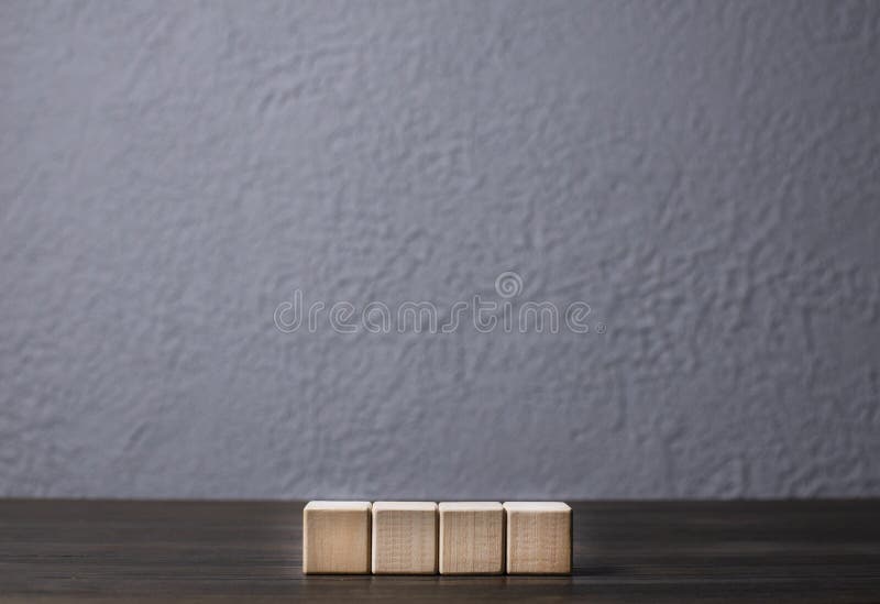 4 Cubes on the Table. Wooden Blocks. Numeric Stock Photo - Image of ...