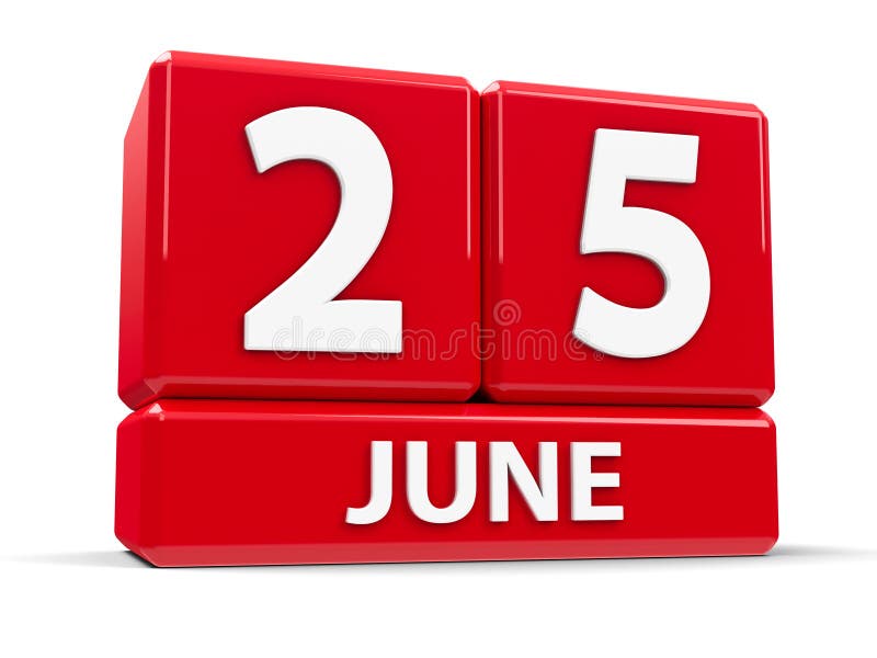 Cubes 25th June stock illustration. Illustration of number - 94803034