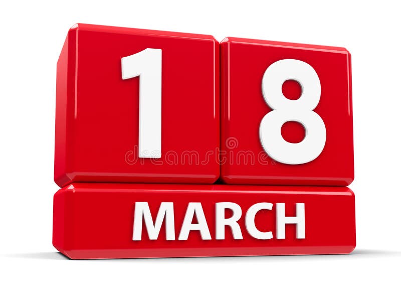 Cubes 18th March stock illustration. Illustration of reminder - 88436548
