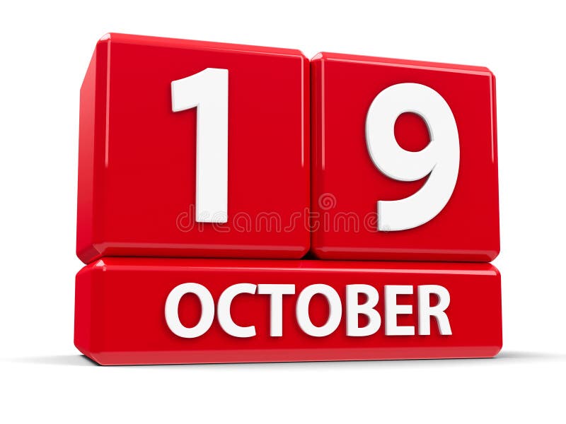 October 19th Date On A Single Day Calendar. Gray Wood Block Calendar ...