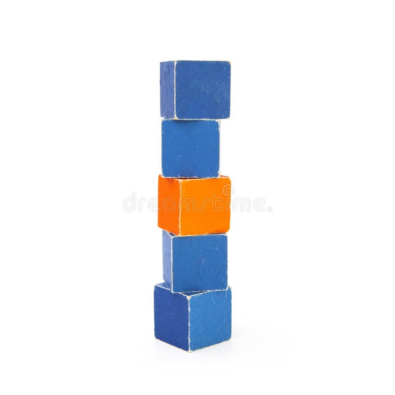 Cubes Tower Isolated on White Stock Image - Image of design, blue ...