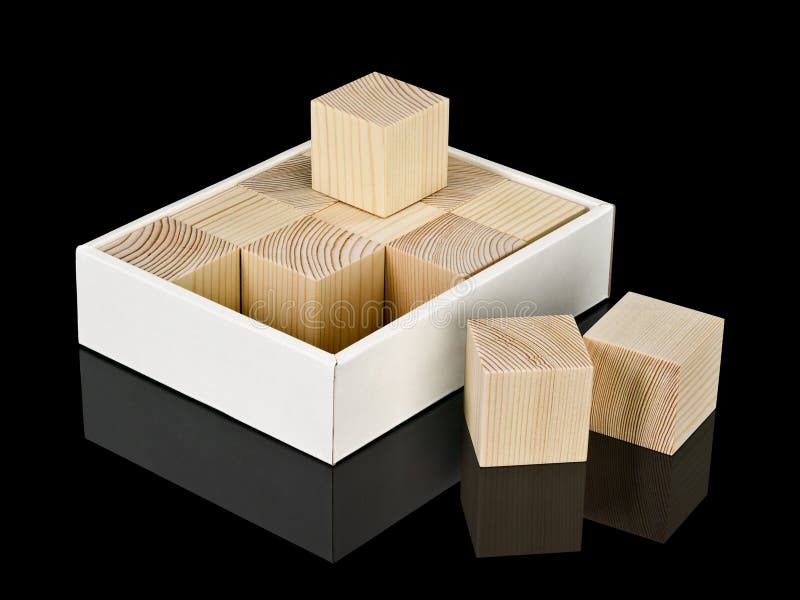 Cubes from a Tree in a Cardboard Box Stock Image - Image of toys, cubes ...