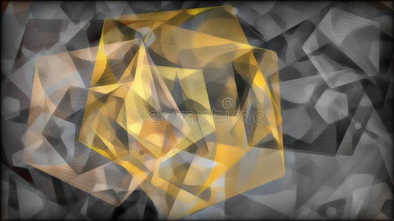 Cubes and Triangles Hand Draw Digital Art Stock Illustration ...