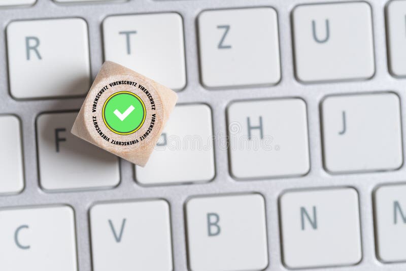 Cubes with Virus Protection Symbols and the German Word for VIRUS ...