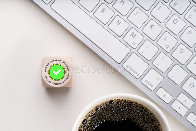 Cubes with Virus Protection Symbols and the German Word for VIRUS ...