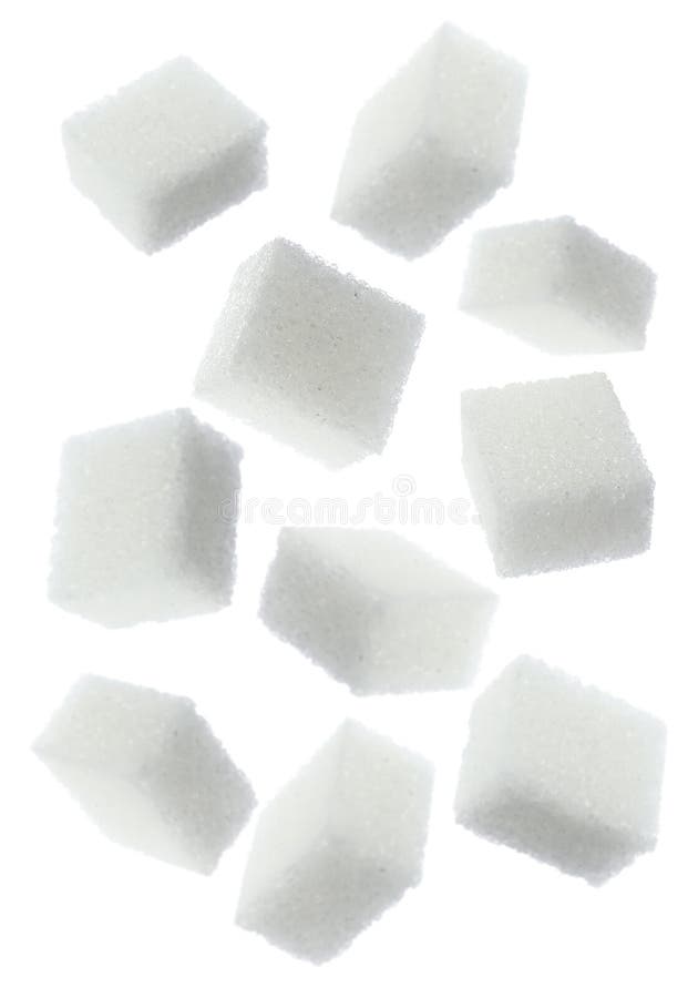 Cubes Volants De Sucre Sur Fond Blanc Image stock - Image du diabète ...