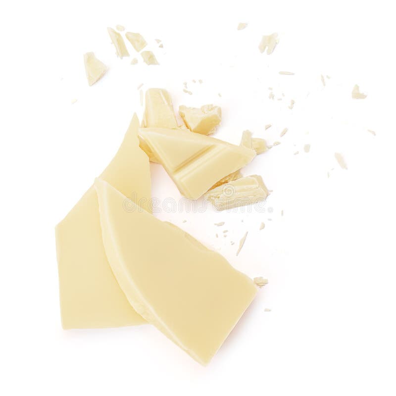 Cubes of White Milk Chocolate Bar Isolated on White Background. Pieces ...