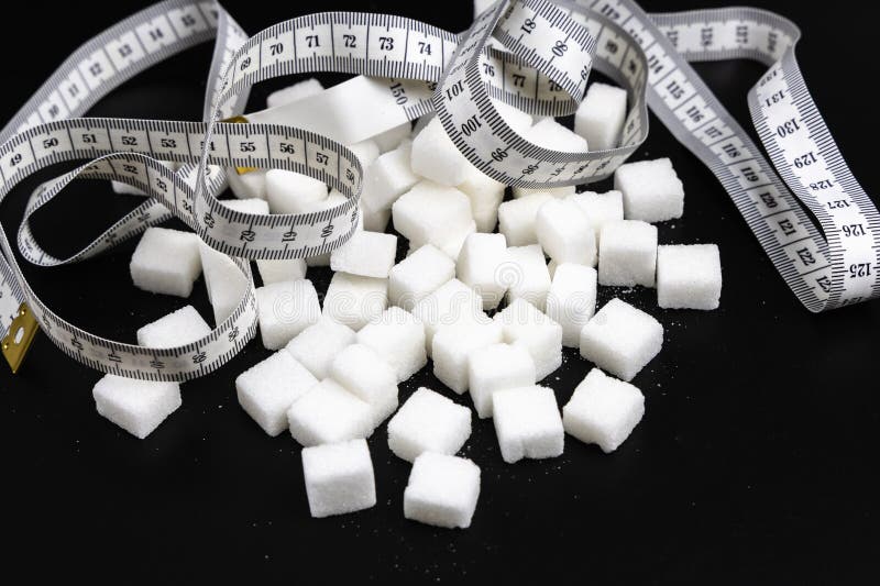 Cubes of White Refined Sugar on a Black Background Stock Image - Image ...