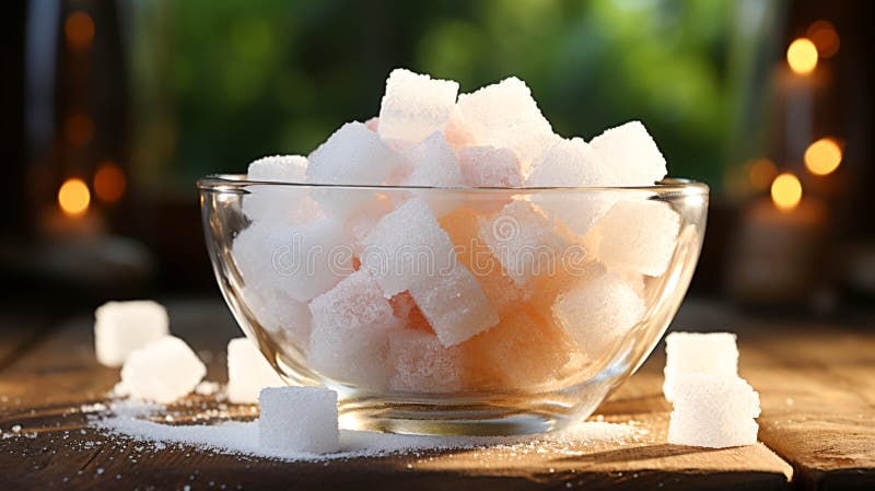 Cubes of White Sugar in a Glass Cup Stock Image - Image of sugar ...