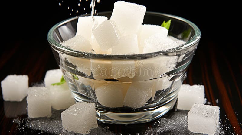 Cubes of White Sugar in a Glass Cup Stock Image - Image of concept ...