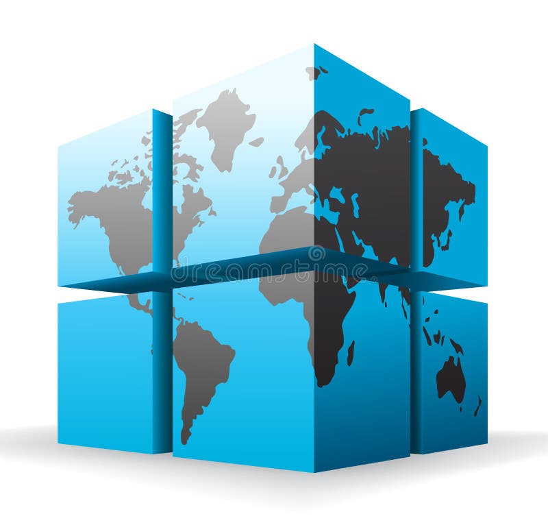 Cubes and world map. stock vector. Illustration of americas - 37163383