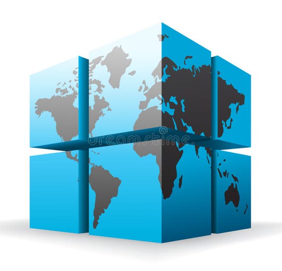 Cubes and world map. stock vector. Illustration of americas - 37163383