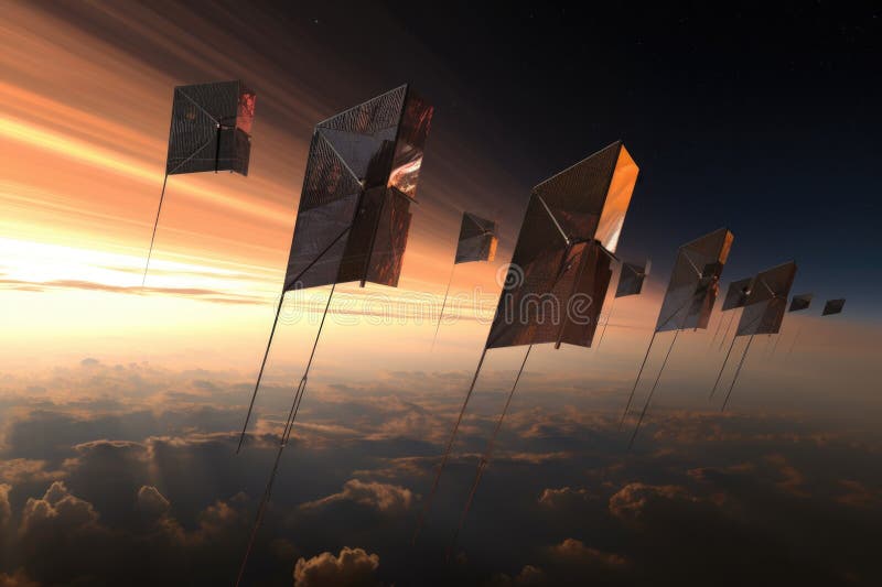 Cubesats with Solar Sails in a Row Stock Photo - Image of space ...