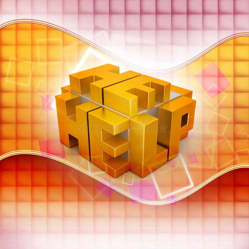 Cubi 3d con AIUTO di logo illustrazione di stock. Illustrazione di ...