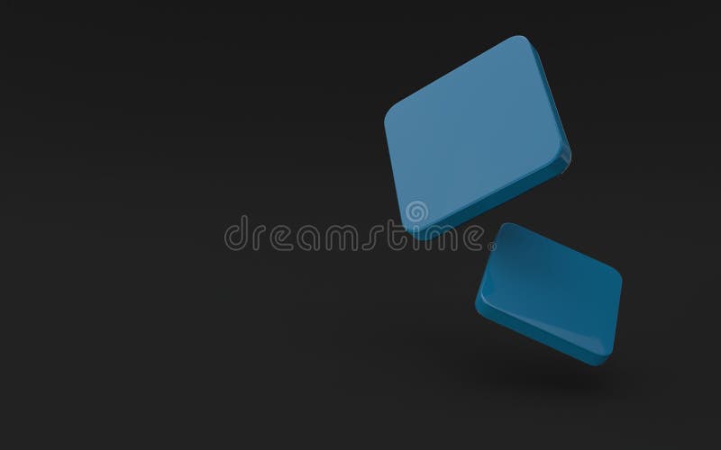 Cubic Blue Shape 3d Render in Dark Stock Illustration - Illustration of ...