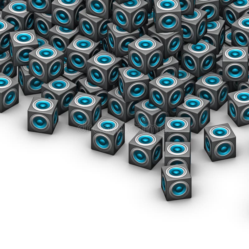 Cubic Blue Sound System Woofer on White Stock Illustration ...