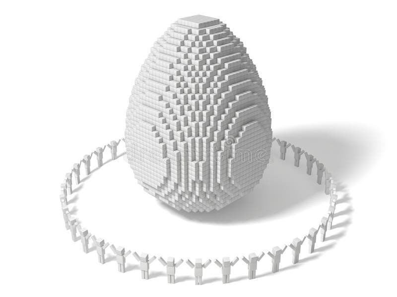 Cubic Characters Builded Egg with White Colored Blocks. Stock ...