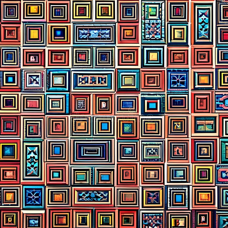 Cubic Collage: an Image of a Geometric Pattern Created with Cubes, in a ...