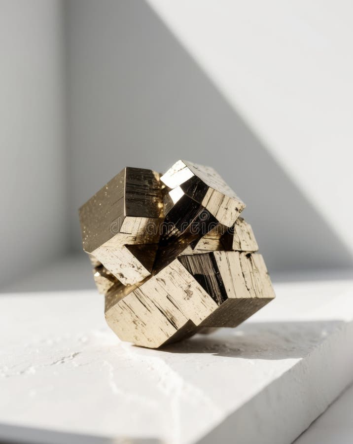 Cubic Crystal Formation of Natural Pyrite Mineral Sample. Stock Image ...