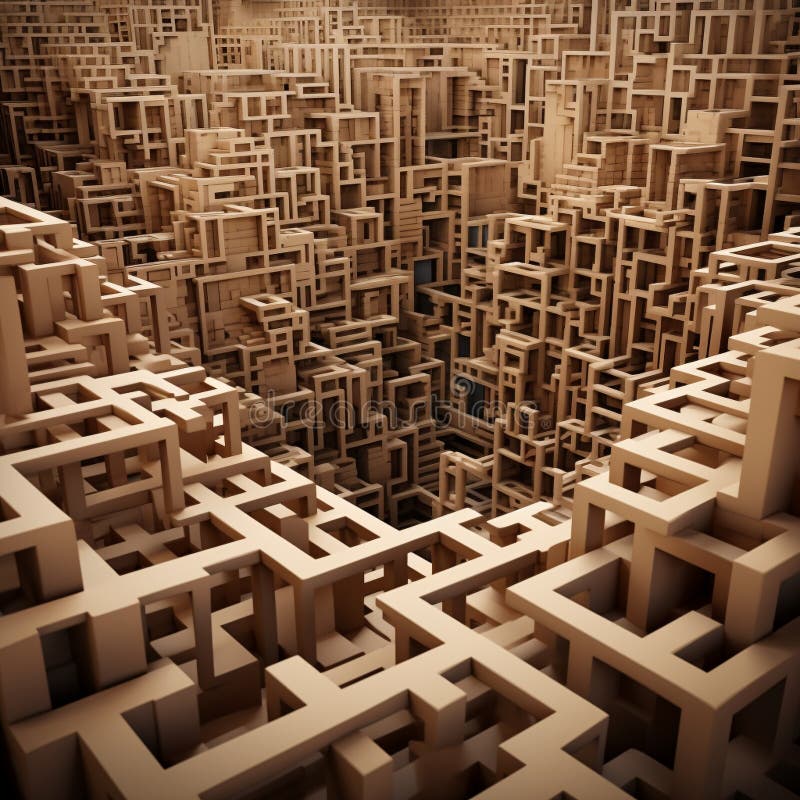 The Cubic Enigma: a Labyrinth of Interconnected Cubes Stock Image ...