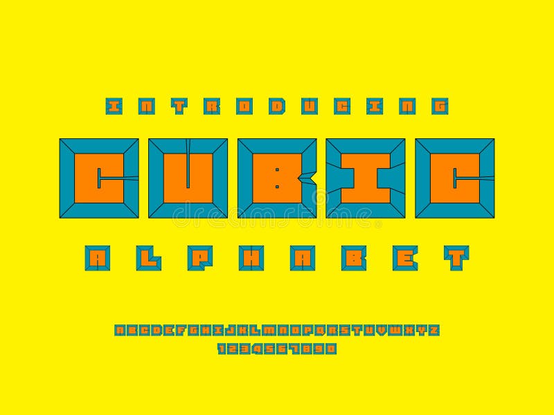 Cubic font stock illustration. Illustration of yellow - 352864486