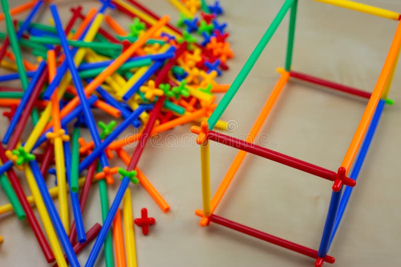 Cubic Form Made with Straws Stock Image - Image of education, straws ...