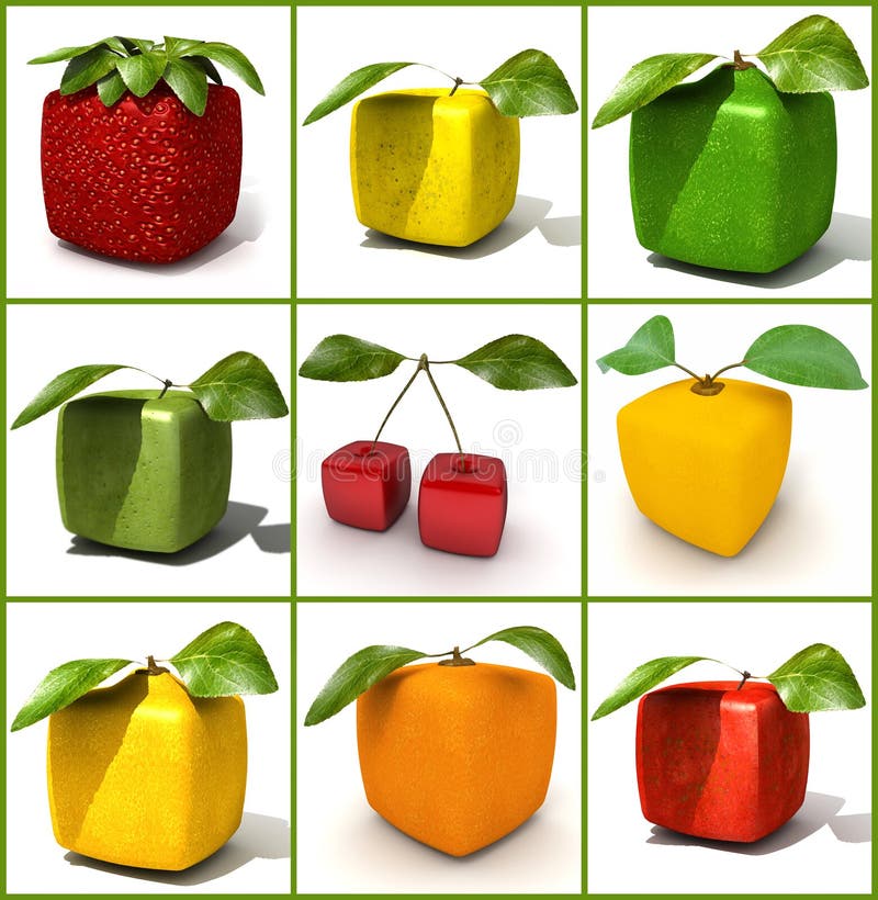 Cubic fruit collage stock illustration. Illustration of healthy - 26824397