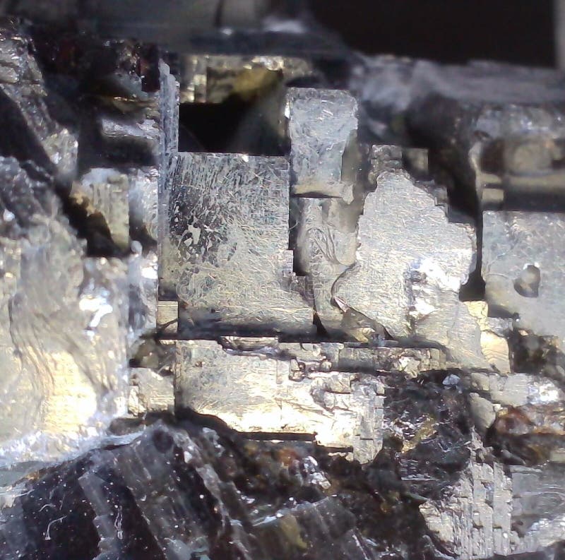 Cubic Galena (lead Sulphide) Metallic Crystals Under Magnification ...