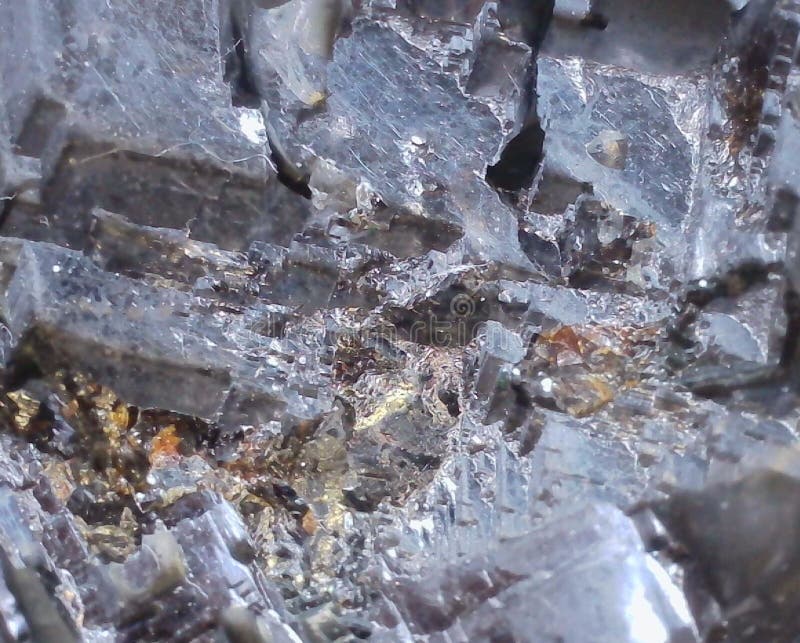 Cubic Galena (lead Sulphide) Metallic Crystals Under Magnification ...