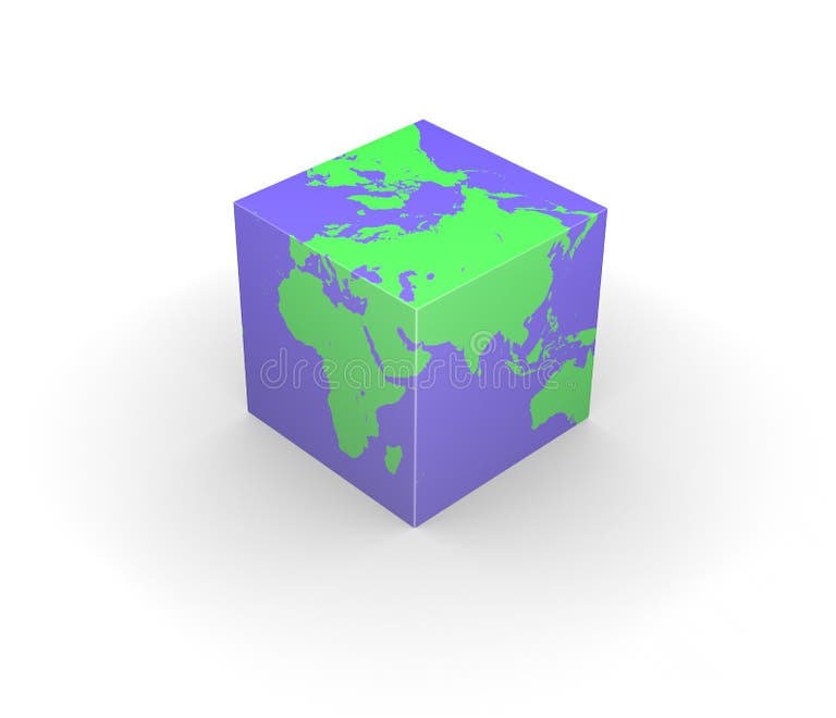 Cubic Globe Earth Cube Square Stock Illustration - Illustration of ...