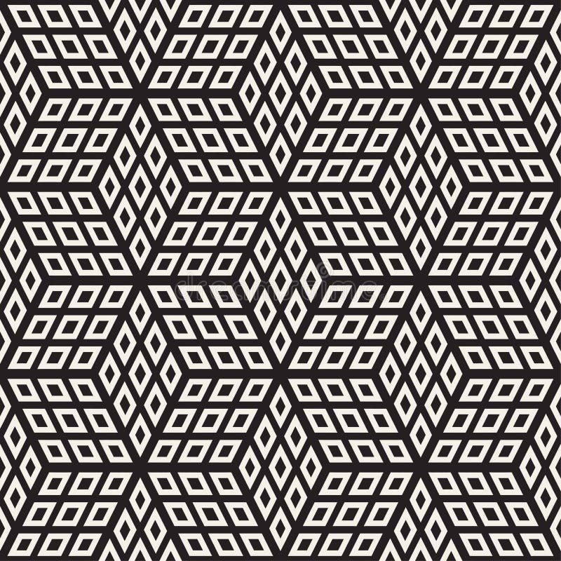 Cubic Grid Tiling Endless Stylish Texture. Vector Seamless Black and ...