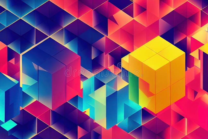 Cubic Installation with Multi-colored Faces for Abstract Colorful ...