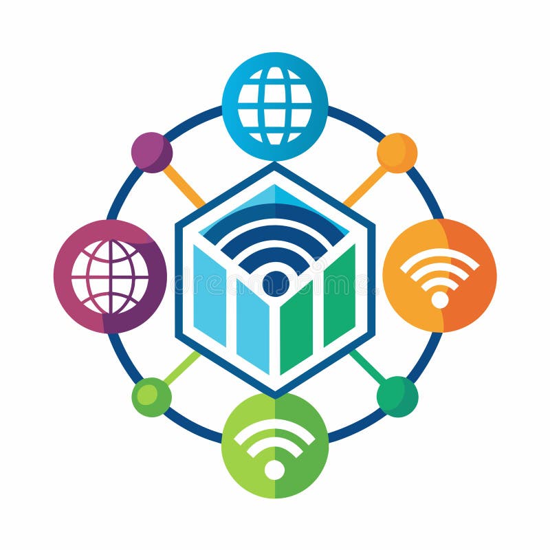 Cubic Logo Surrounded by Icons, a Minimalistic Representation of the ...